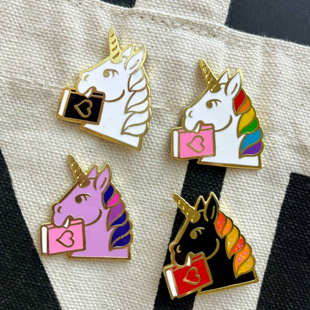 Bookish Unicorn enamel pin – Rather Keen